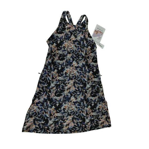 Kyodan | Dresses | Floral Print Crossback Summer Dress Navy Blue Beige ...